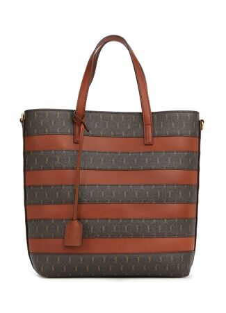 Kadın Kahverengi Desenli Deri Alışveriş Çantası EU