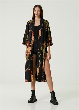 Allsaints Kadın Carine Nolina Siyah Çiçekli Kimono 4 UK
