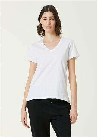 Beymen Kadın Beyaz V Yaka Dökümlü T-shirt S Eu