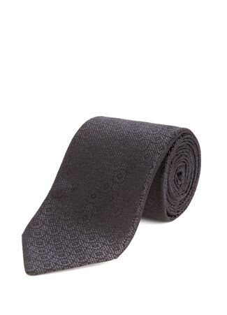 Beymen Collection Erkek Siyah Desenli İpek Kravat EU IT