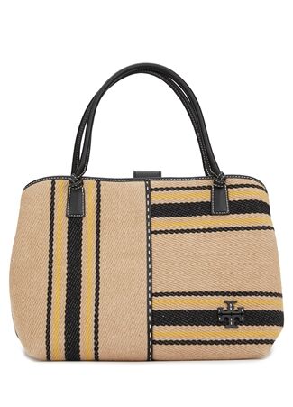 Tory Burch Kadın Bej Siyah Çizgili Omuz Çantası EU