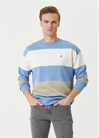 Beymen Club Erkek Mavi Colorblocked Logolu Sweatshirt Xs Beymen Club Erkek Mavi Colorblocked Logolu Sweatshirt Xs