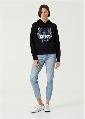 Kenzo Kadın Siyah Kapüşonlu Logolu Sweatshirt XS EU
