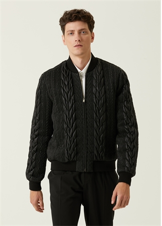 Erkek Siyah Drapeli Bomber Mont 48 IT Erkek Siyah Drapeli Bomber Mont 48 IT