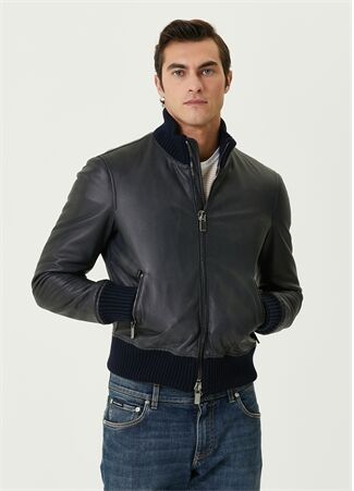 Pal Zileri Erkek Lacivert Deri Mont 64 It