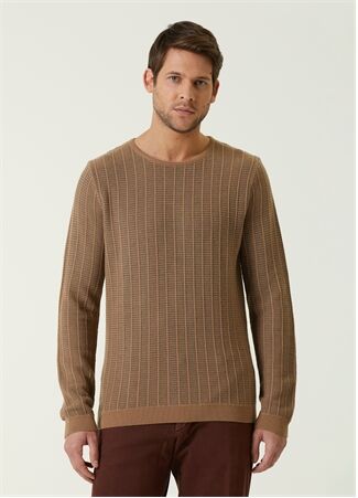 Pal Zileri Erkek Bej Örgü Dokulu Kaşmir Kazak 50 IT