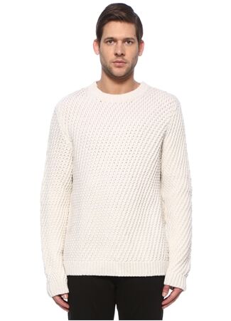 Palzileri Lab Erkek Beyaz Örgü Dokulu Yün Kazak 50 IT