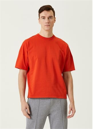 American Vintage Erkek Turuncu Bisiklet Yaka Basic T-shirt S/M EU