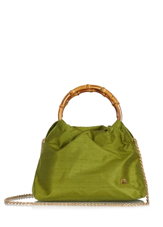 Jimba Kadın Juliette Haki Bambu Kulplu İpek Omuz Çantası Yeşil Eu Jimba Kadın Juliette Haki Bambu Kulplu İpek Omuz Çantası Yeşil Eu