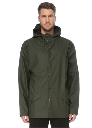 Rains Erkek Koyu Yeşil Kapüşonlu Yağmurluk XS/S EU