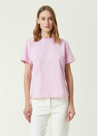 Msgm Kadın Pembe Bisiklet Yaka T-shirt XS EU