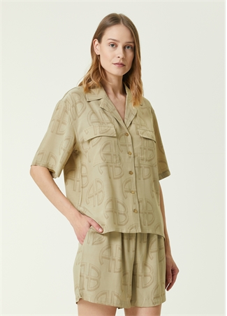 Anine Bing Kadın Yeşil Logo Desenli Yarım Kol Gömlek S EU Anine Bing Kadın Yeşil Logo Desenli Yarım Kol Gömlek S EU