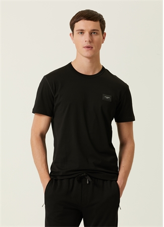 Dolce&Gabbana Erkek Siyah Bisiklet Yaka Logolu T-shirt 44 IT