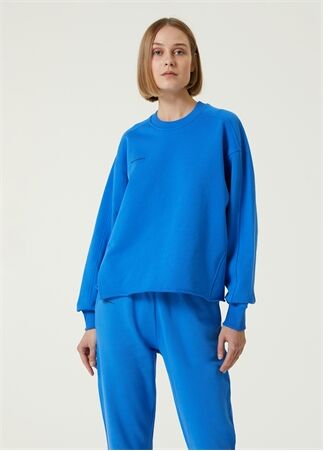 Academia Kadın Mavi Bisiklet Yaka Sweatshirt S