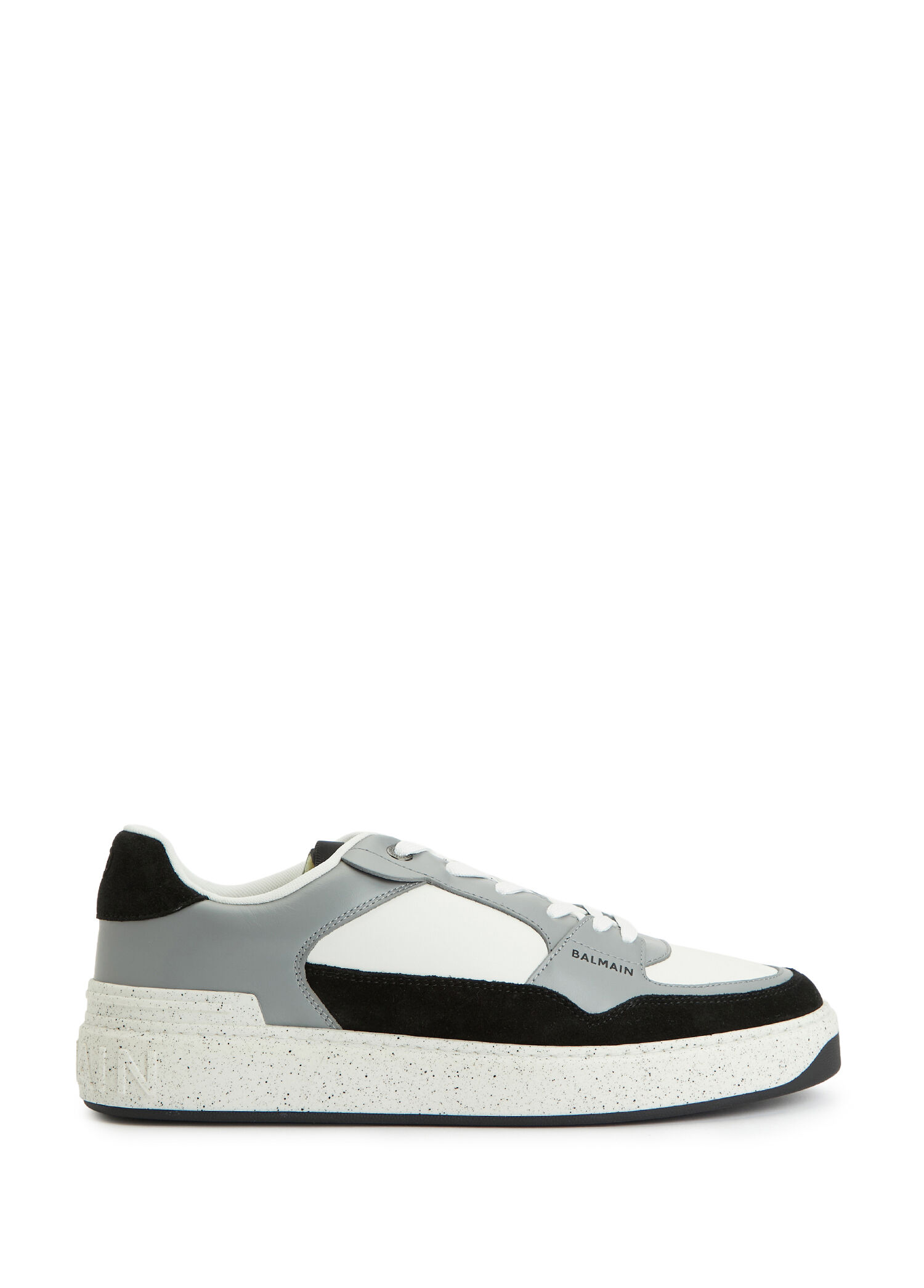 Balmain - B-Court Skate Gri Beyaz Erkek Deri Sneaker - Gri