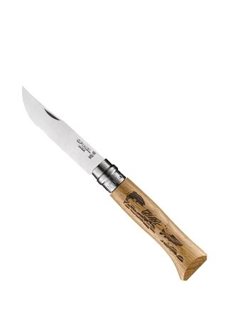 Opinel No 8 Balık Desenli Çelik Çakı Kahverengi EU