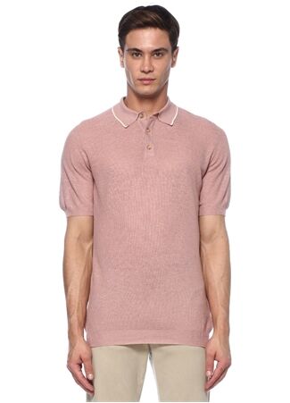 Caruso Erkek Pembe Polo Yaka İpek T-shirt 54 IT
