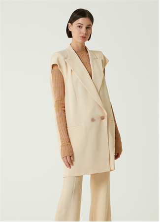 Petar Petrov Kadın Ekru Kruvaze Yaka Yün Ceket Bej 36 FR Petar Petrov Kadın Ekru Kruvaze Yaka Yün Ceket Bej 36 FR