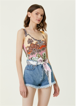 Forte Dei Marmi Couture Kadın U Yaka Şal Desenli Body S Eu Forte Dei Marmi Couture Kadın U Yaka Şal Desenli Body S Eu
