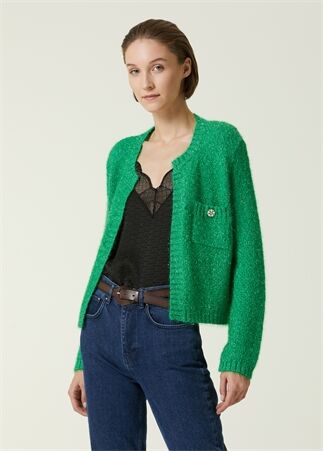 Maje Kadın Yeşil Taşlı Düğmeli Hırka 2 US