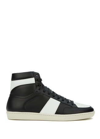 Erkek Siyah Beyaz Logolu Deri Sneaker 42 EU Erkek Siyah Beyaz Logolu Deri Sneaker 42 EU