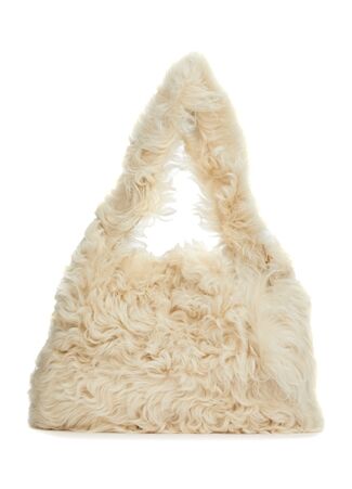Miu Kadın Ekru Shearling Omuz Çantası Bej EU