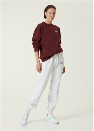 Sporty & Rich Kadın Beyaz Logo Baskılı Jogger Eşofman S EU