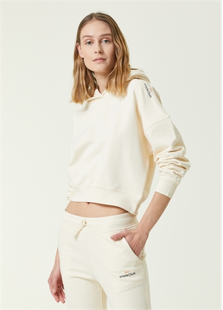 SimpleQloth Kadın Ekru Kapüşonlu Crop Sweatshirt Bej XS EU SimpleQloth Kadın Ekru Kapüşonlu Crop Sweatshirt Bej XS EU