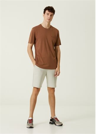 Qollanchi Erkek Krem Beli Kordonlu Basic Şort Bej S EU