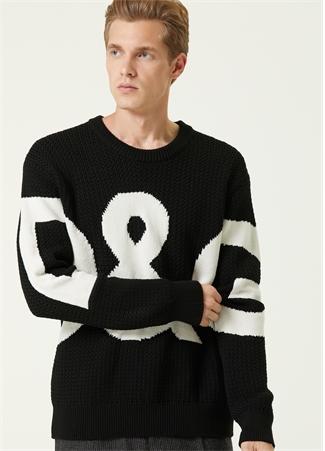 Dolce&Gabbana Erkek Siyah Kontrast Logo Jakarlı Yün Kazak M EU Dolce&Gabbana Erkek Siyah Kontrast Logo Jakarlı Yün Kazak M EU