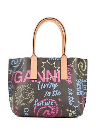 Ganni Kadın Colorblocked Logo Baskılı Çanta EU Ganni Kadın Colorblocked Logo Baskılı Çanta EU