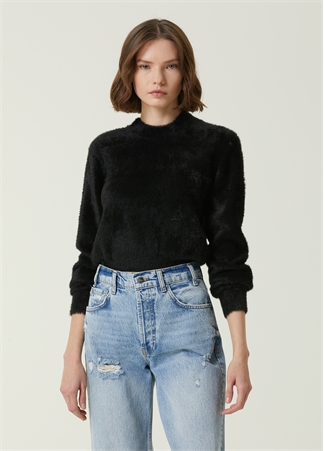 T by Alexander Wang Kadın Siyah Bisiklet Yaka Suni Kürk Kazak S EU T by Alexander Wang Kadın Siyah Bisiklet Yaka Suni Kürk Kazak S EU