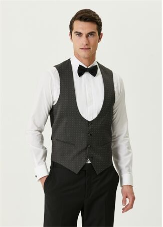 Palzileri Lab Erkek Siyah Puantiye Desenli Yelek 50 IT