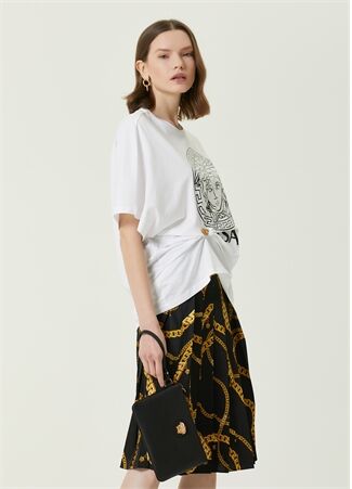 Versace Kadın Beyaz Logolu Medusa Detaylı T-shirt 40 IT