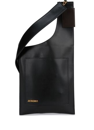 Jacquemus Kadın Siyah Logolu Deri Omuz Çantası EU