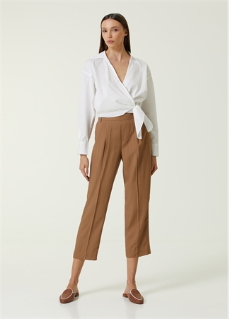 Vince Kadın Taba Pilili Crop Pantolon Turuncu S EU Vince Kadın Taba Pilili Crop Pantolon Turuncu S EU