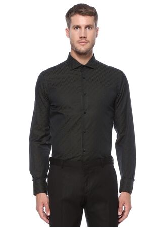 Palzileri Lab Erkek Yeşil Klasik Yaka Geometrik Desenli Gömlek 4 IT