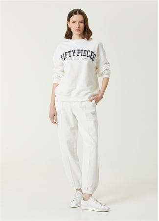 Fifty Pieces Kadın Loose Fit Beyaz Logolu Jogger Eşofman Bej L EU Fifty Pieces Kadın Loose Fit Beyaz Logolu Jogger Eşofman Bej L EU