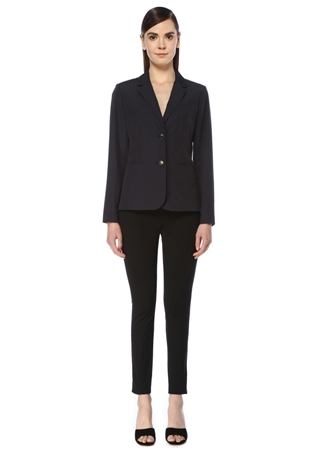 Beymen Collection Kadın Lacivert Kelebek Yaka Teknik Kumaş Ceket 34