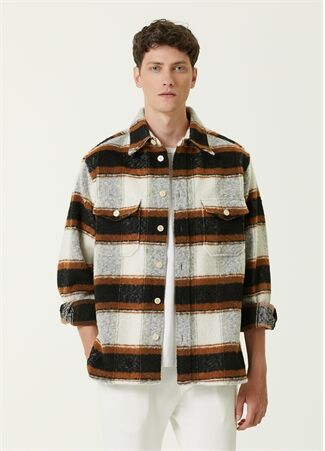 Allsaints Erkek Rayato Ekru Kareli Dış Gömlek Bej S EU