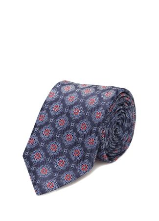 Eton Erkek Mavi Desenli İpek Kravat EU