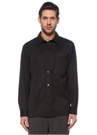 Theory Erkek Antrasit Cep Detaylı Yün Gömlek Gri S EU