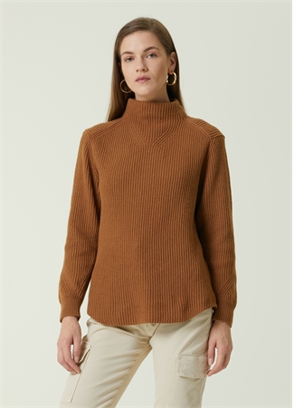 Beymen Club Kadın Camel Dik Yaka Ribli Kazak Kahverengi XS