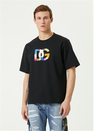 Dolce&Gabbana Erkek Siyah Logo Baskılı T-shirt 44 IT
