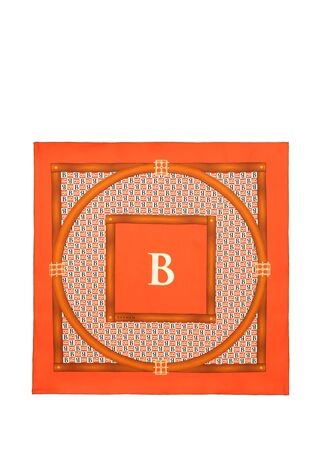 Beymen Kadın Kırmızı Geometrik Logolu 90x90 İpek Eşarp EU