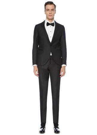 Palzileri Lab Erkek Siyah Desenli Yün Takım Elbise 46 IT