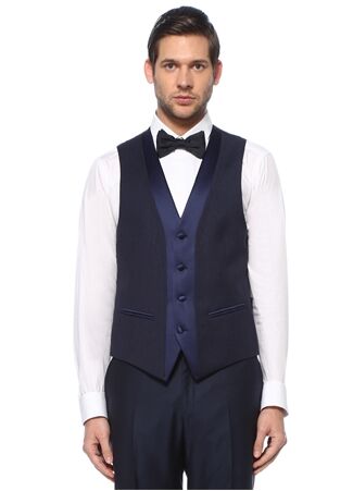 Palzileri Lab Erkek Lacivert V Yaka Yün Yelek 52 IT