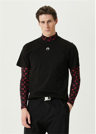 Marine Serre Erkek Siyah Ay Desenli Organik Pamuk T-shirt S