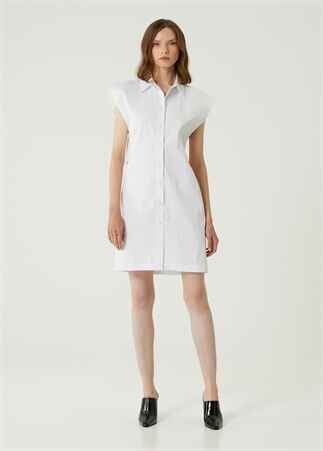 Academia Kadın Beyaz Kolsuz Mini Gömlek Elbise 42 Academia Kadın Beyaz Kolsuz Mini Gömlek Elbise 42