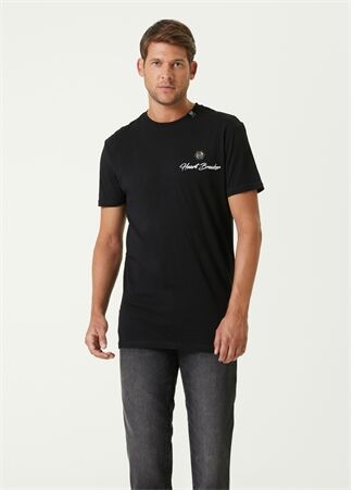 Philipp Plein Erkek Siyah Slogan Detaylı T-shirt L EU